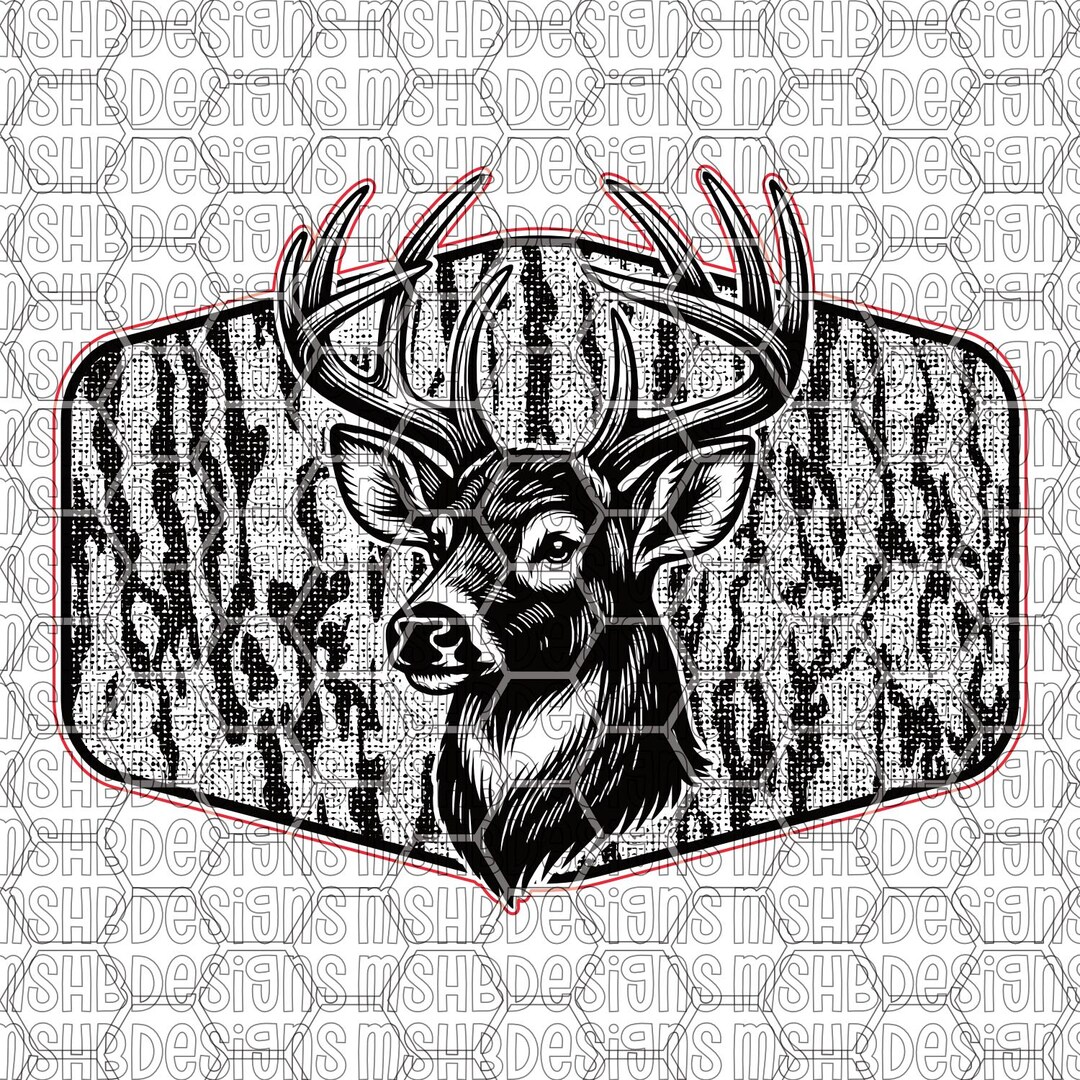 Deer Head Patch Svg Png Pdf Eps Dxf | Linen Camo Buck Design for Hat ...