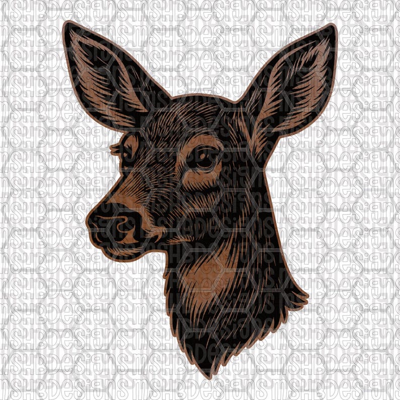 Whitetail Doe SVG PNG DXF Eps Pdf Engraving-style Deer Head | Female ...