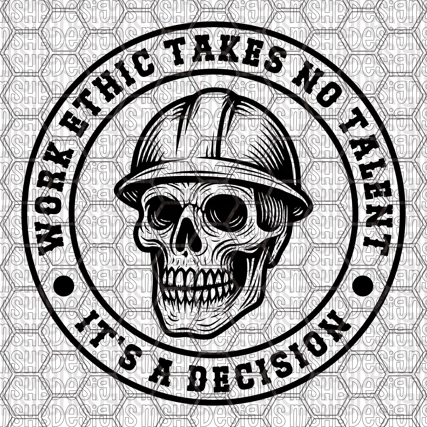Work Ethic Takes No Talent SVG | Skull Hard Hat Construction Worker ...