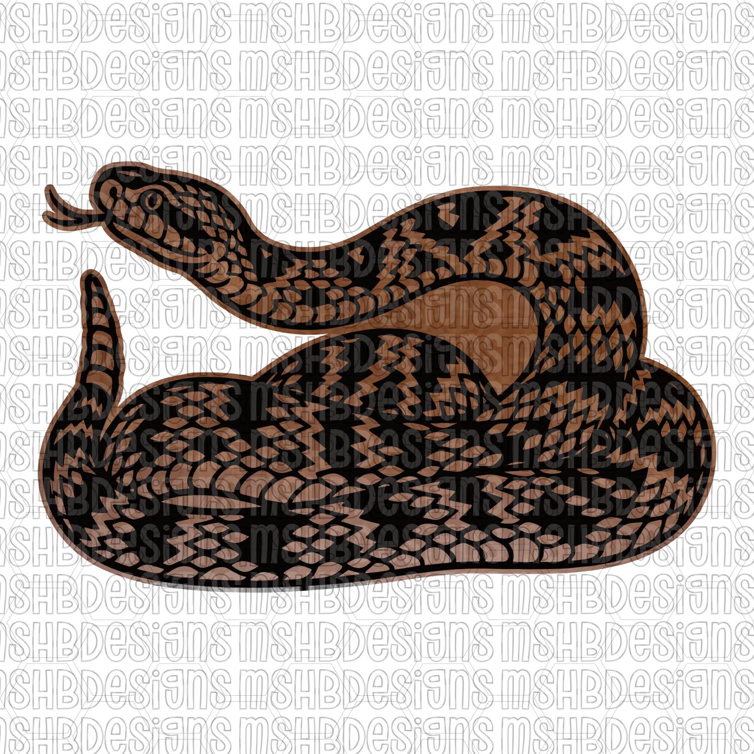 Rattlesnake SVG PNG | Coiled Snake Laser Engraving File | Black White ...