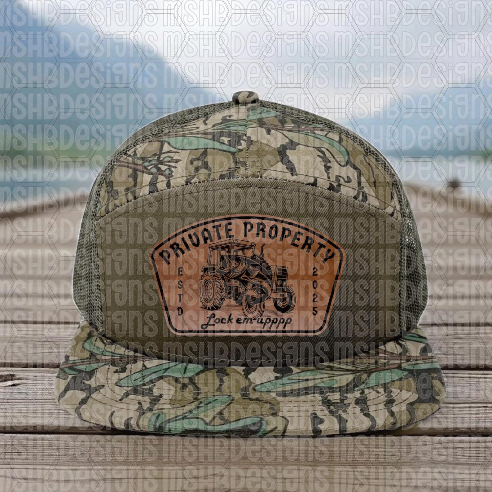 Private Property Tractor & Bass SVG | Lock Em Upppp Southern Hat Patch ...