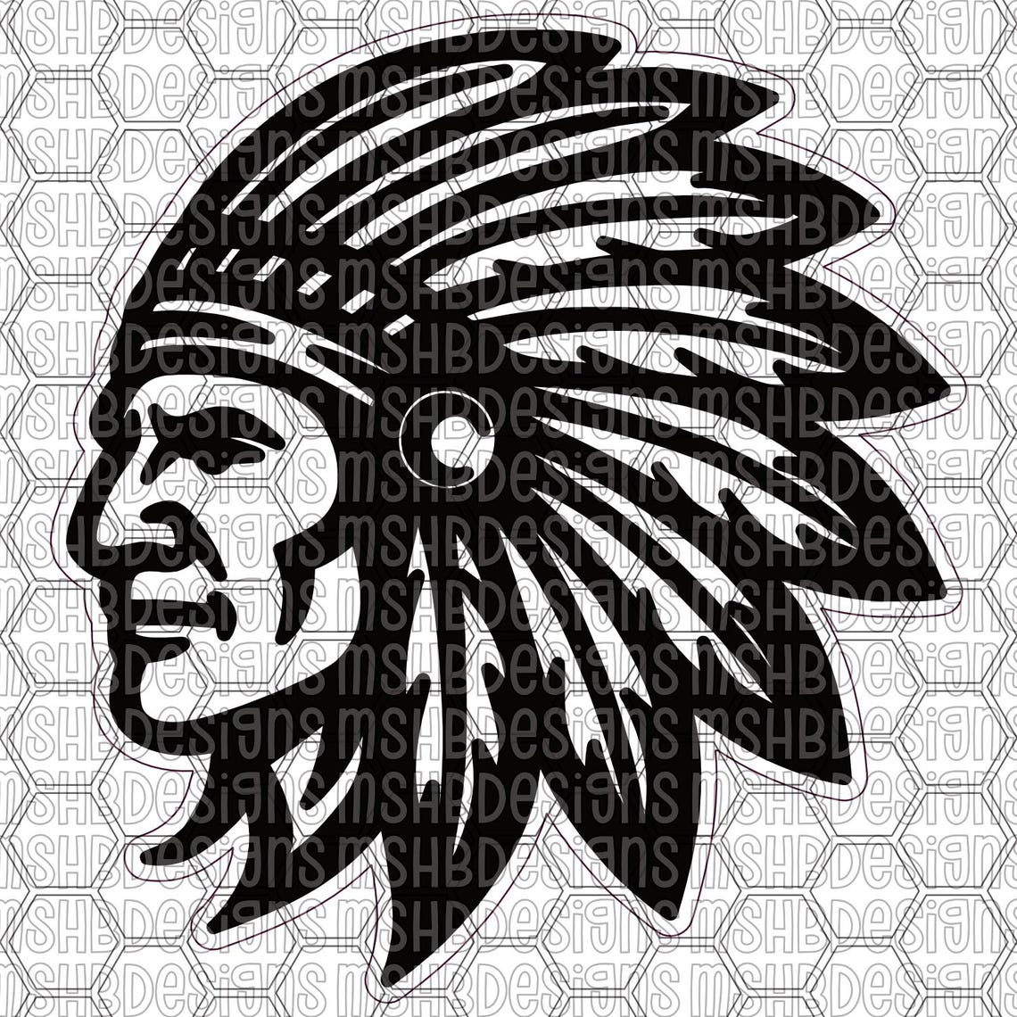 Tribal Chief Head SVG PNG Pdf Eps Dxf – Native Warrior Silhouette Hat ...