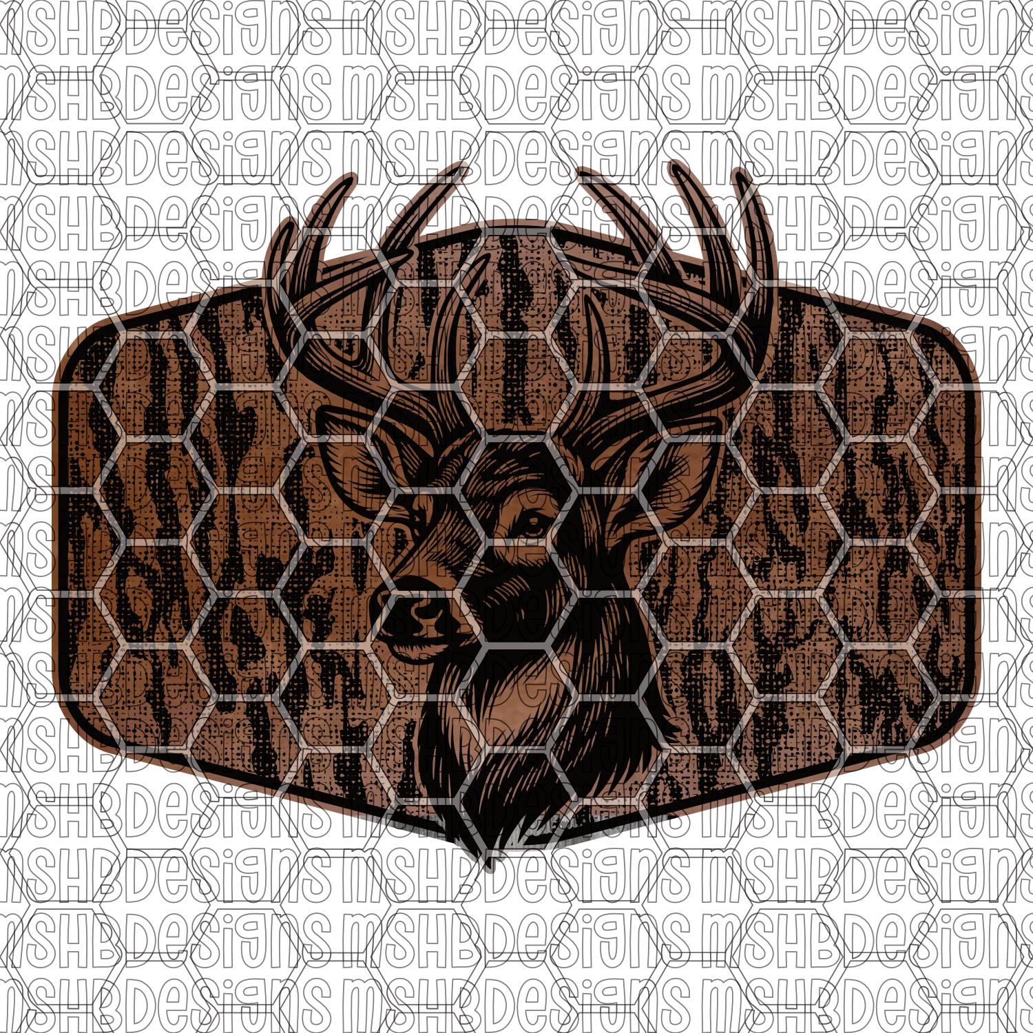 Deer Head Patch Svg Png Pdf Eps Dxf | Linen Camo Buck Design for Hat ...