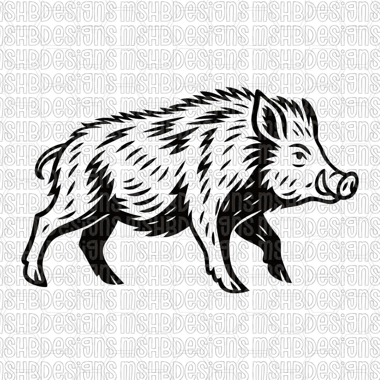 Wild Hog SVG PNG | Boar Laser Engraving File | Southern Razorback Patch ...