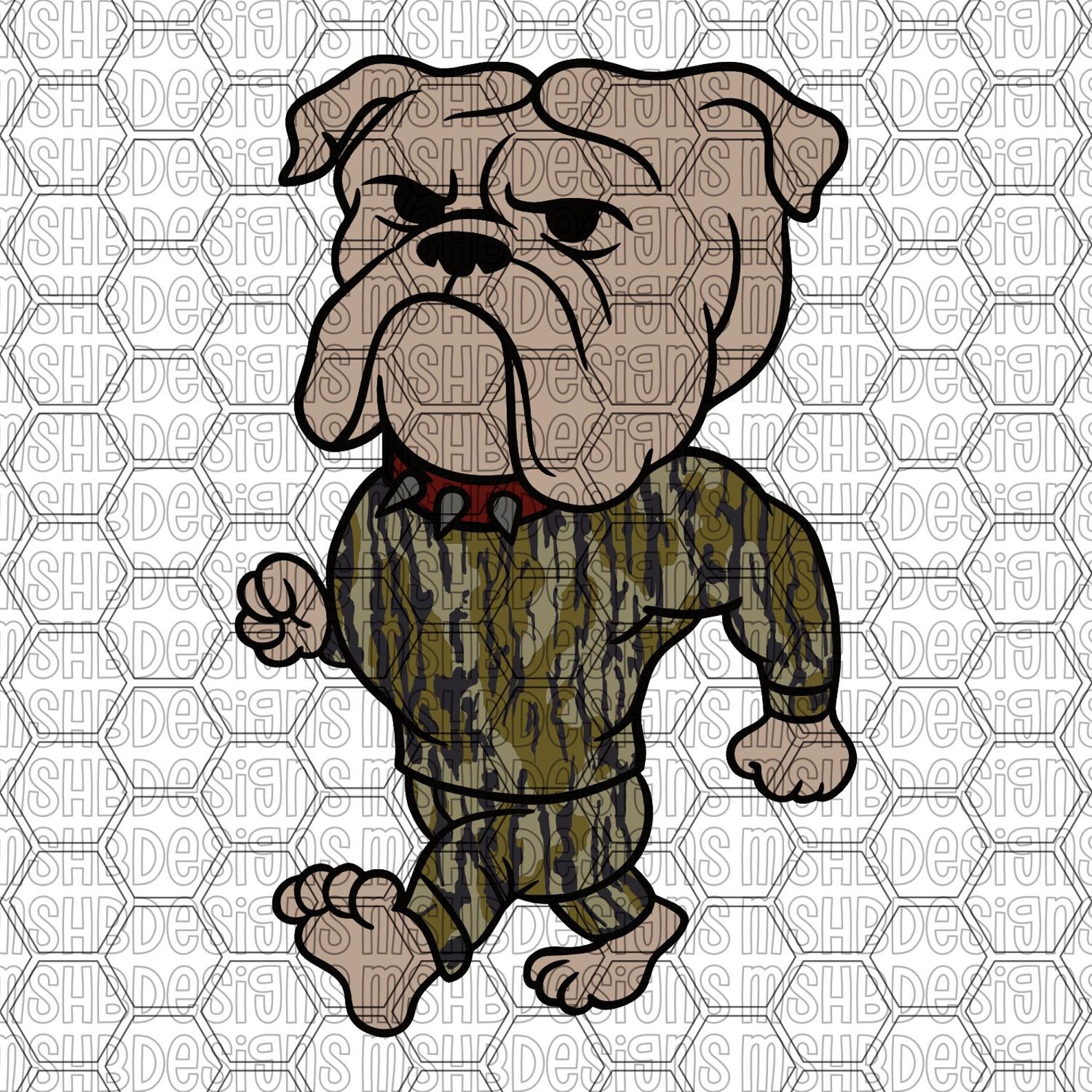 Camo Bulldog Mascot PNG PDF | Mossy Pattern Bulldog Clipart | School ...