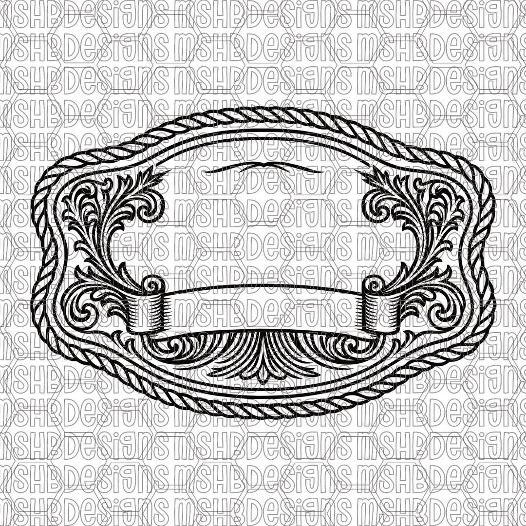 Blank Western Belt Buckle Svg Png Eps Dxf Pdf – Rope Frame Patch Design ...