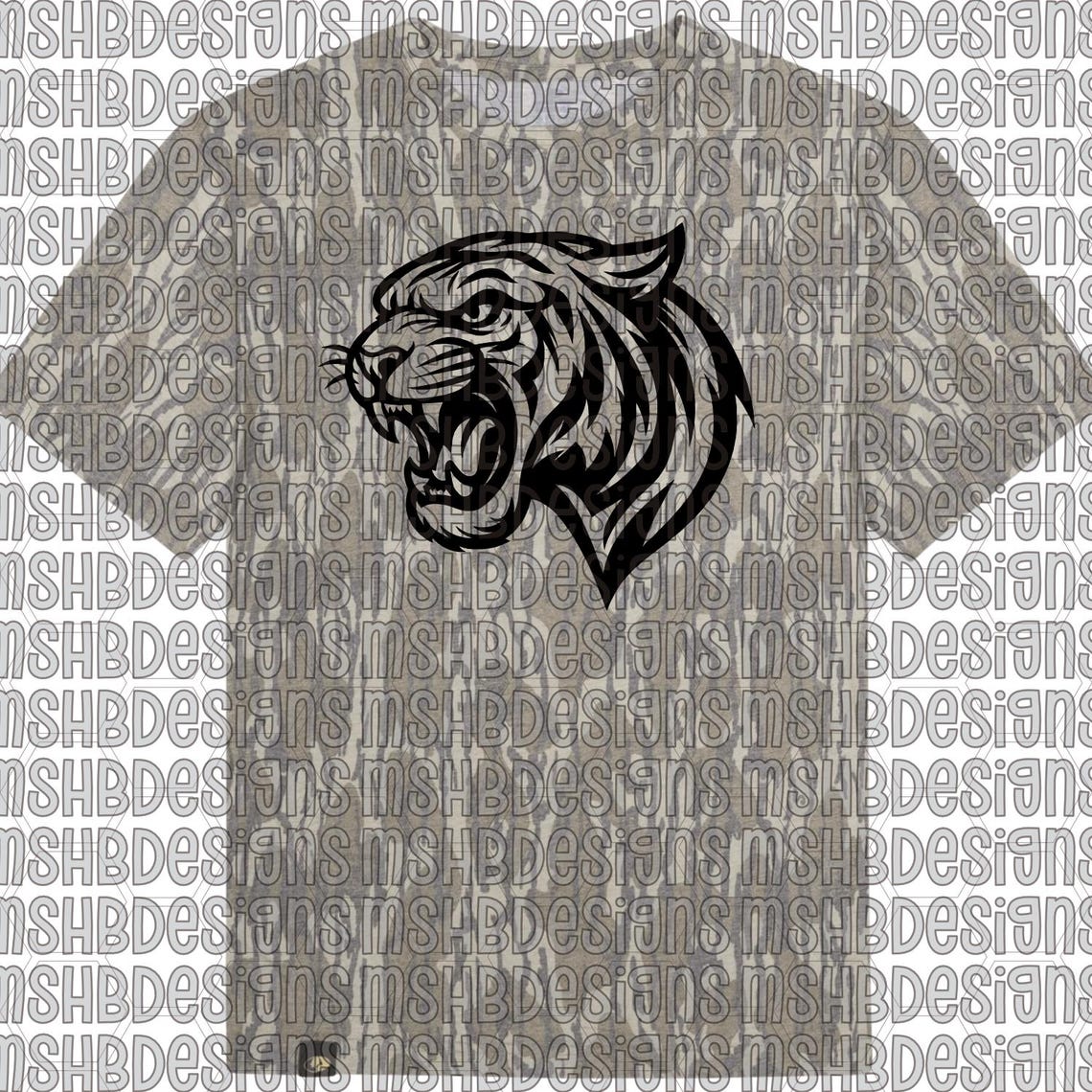 Roaring Tiger Head SVG PNG – Mascot Line Art for Engraving, Hat Patches ...