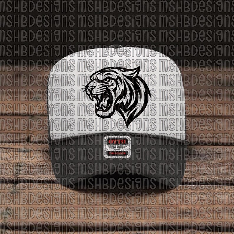 Roaring Tiger Head SVG PNG – Mascot Line Art for Engraving, Hat Patches ...