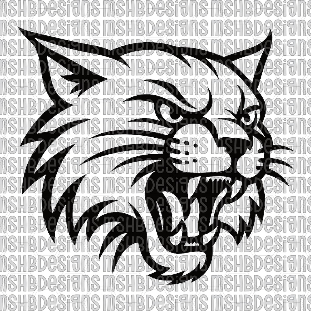 Roaring Bobcat Head SVG PNG – Mascot Line Art for Laser Engraving ...