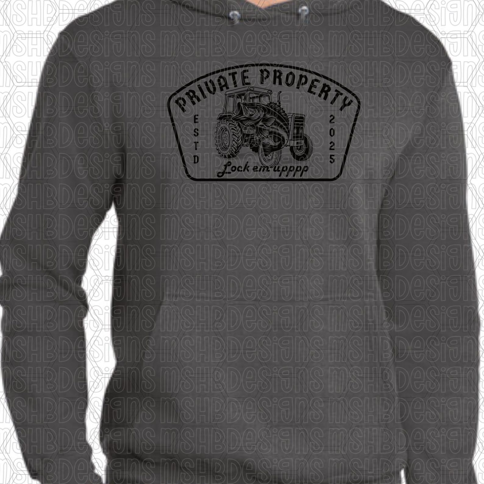 Private Property Tractor & Bass SVG | Lock Em Upppp Southern Hat Patch ...