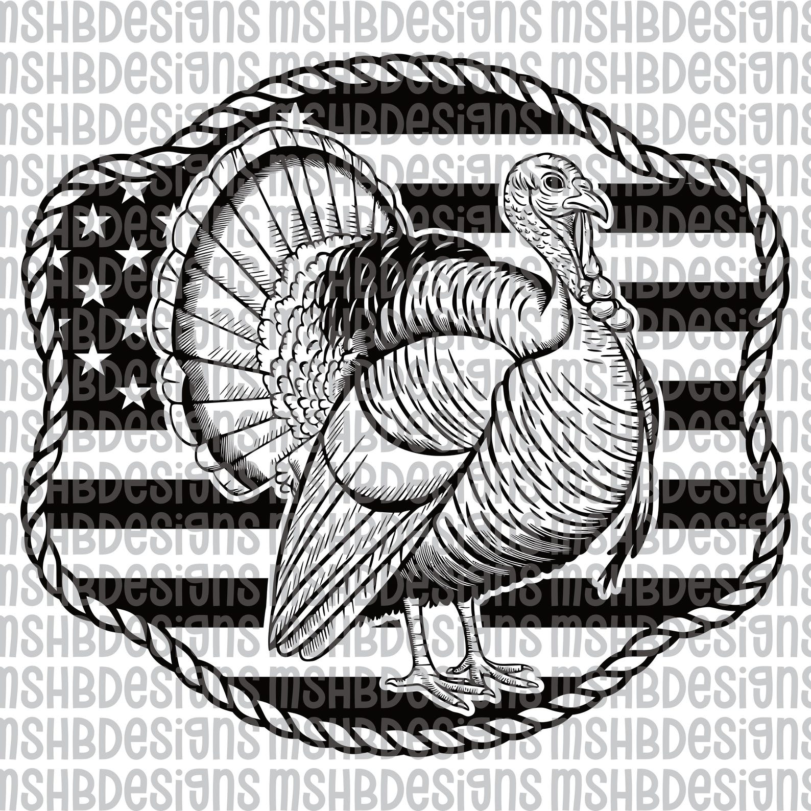 Turkey American Flag SVG | Patriotic Wild Turkey Cut File for Laser ...