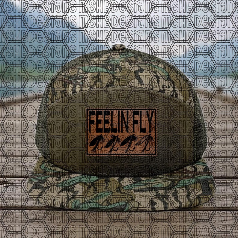 Feelin Fly SVG | Fly Fishing Hook Hat Patch Design | Laser Engraving File for Cricut Glowforge ...