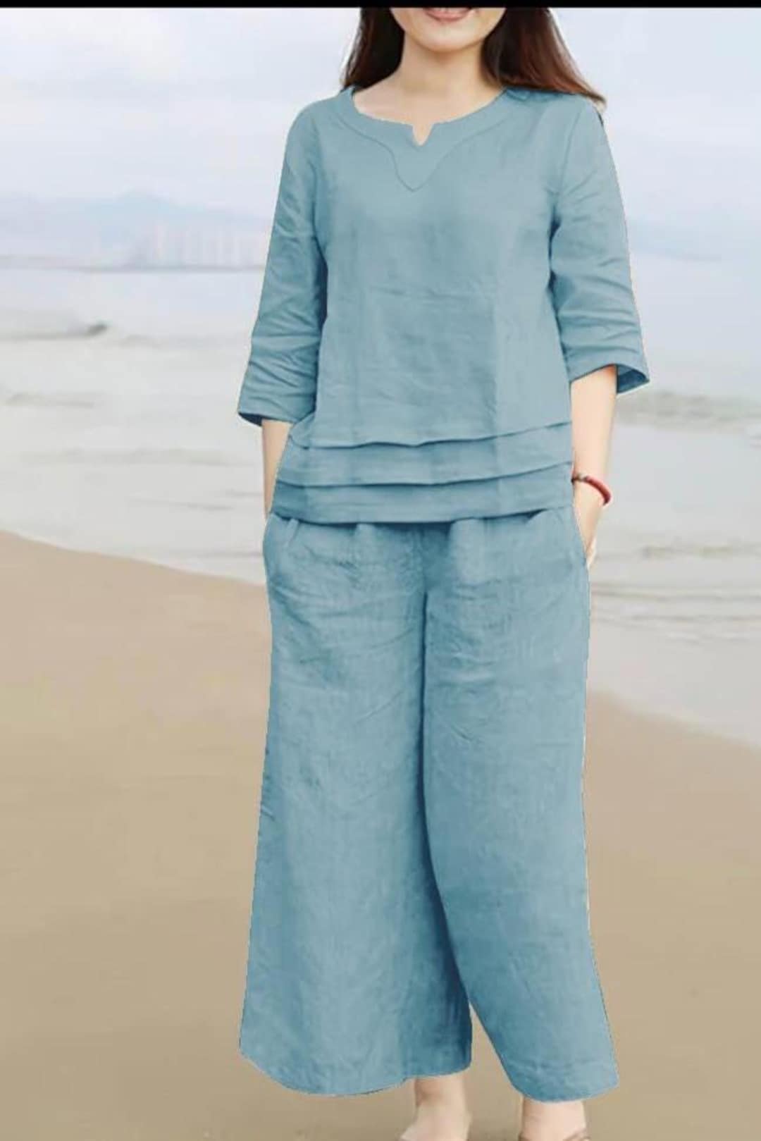 Cotton Coord Set: Premium Top and Palazzo Pants - Etsy