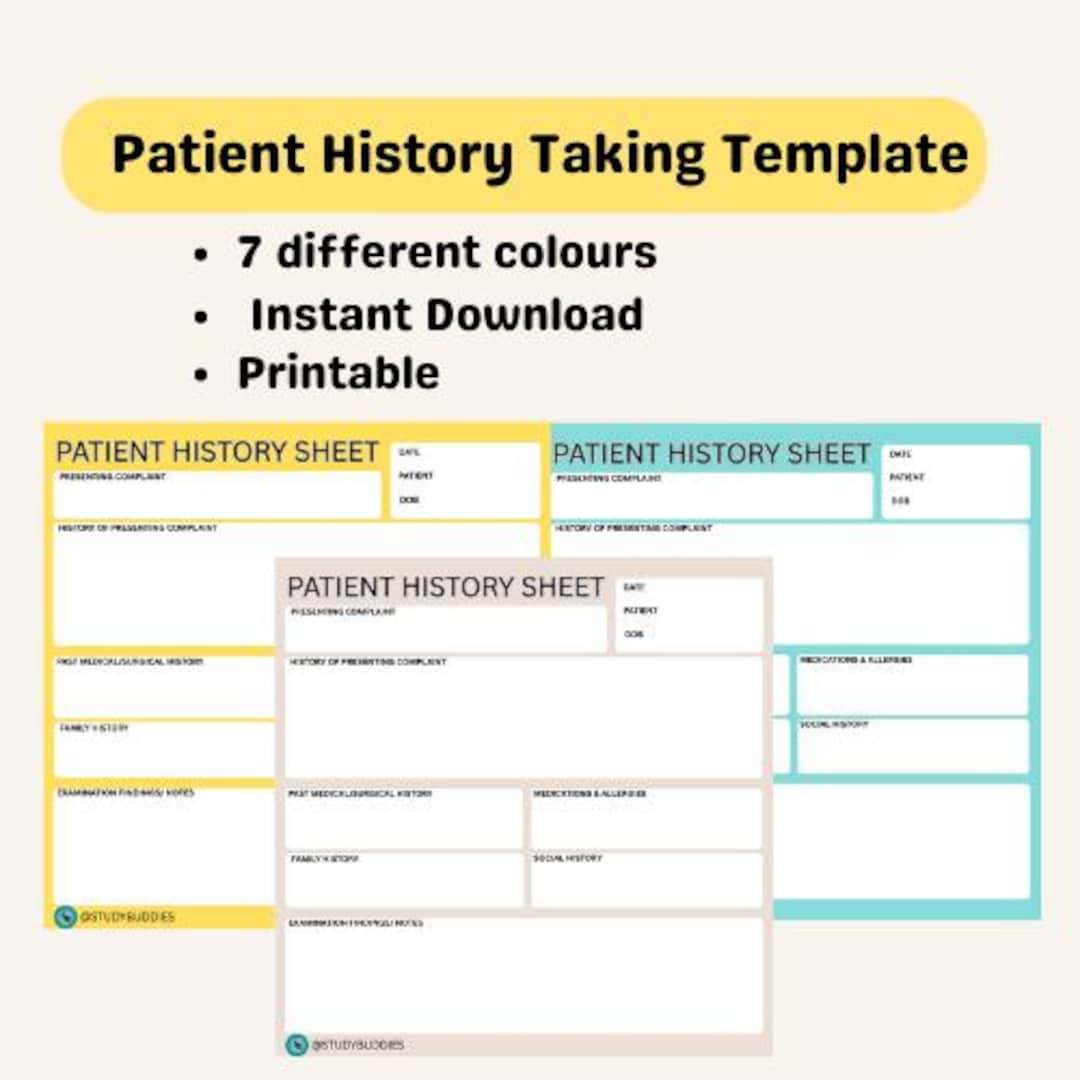 Healthcare Patient History Taking Template - Etsy