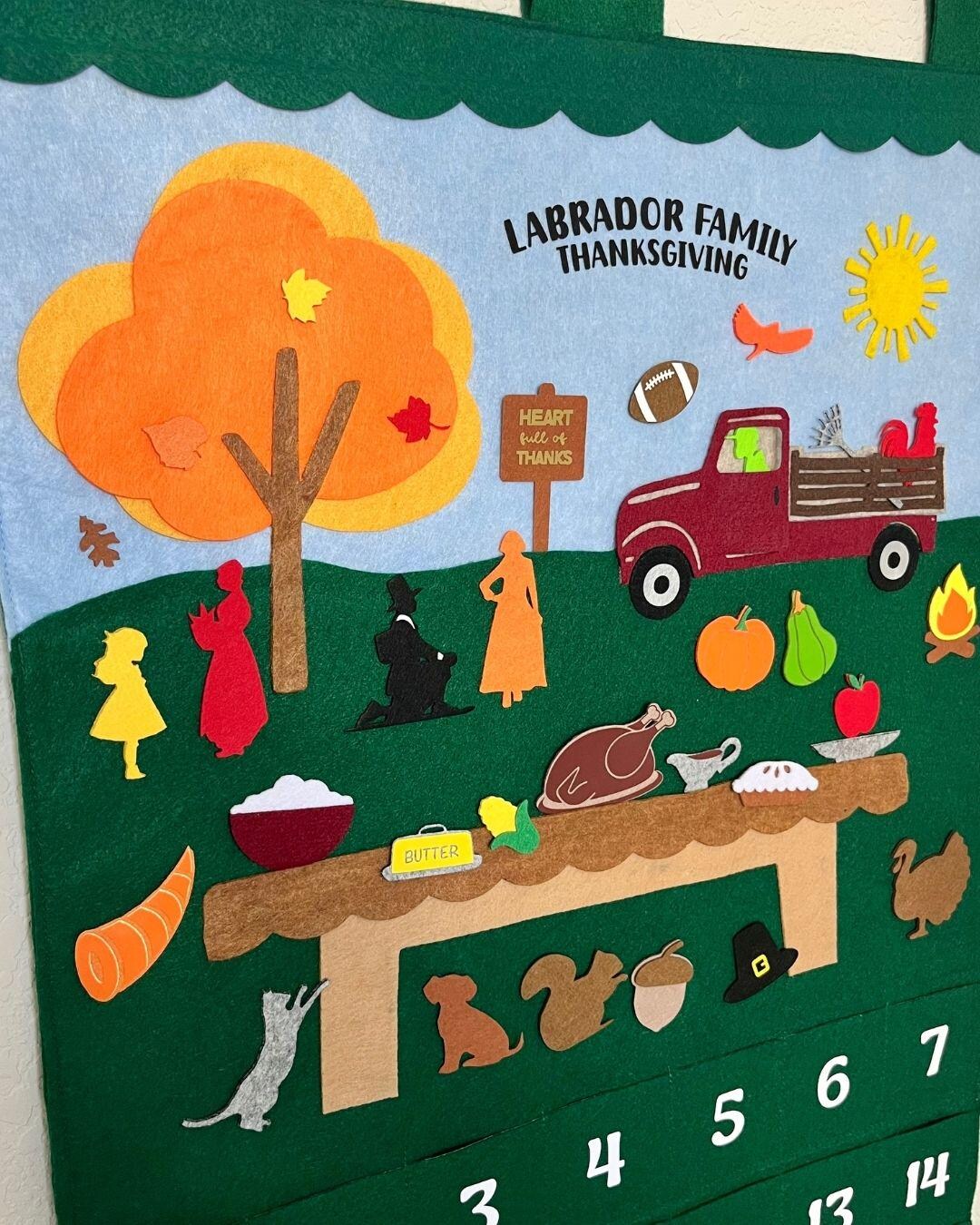 Thanksgiving Advent Calendar Countdown + Storage Bag; 28 Days of ...