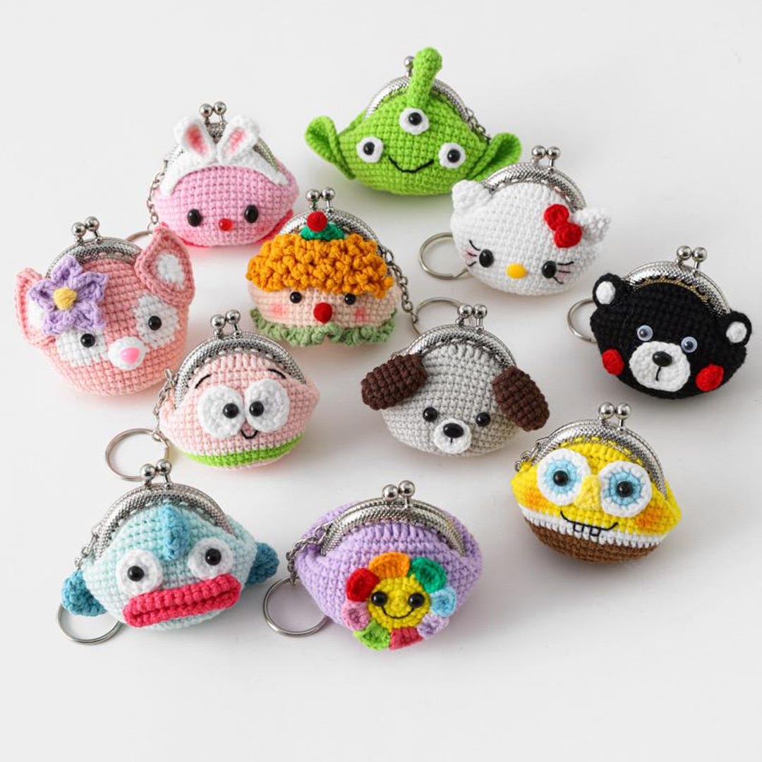 Handmade Crochet Animal Coin Purse: Keychain Charm - Etsy