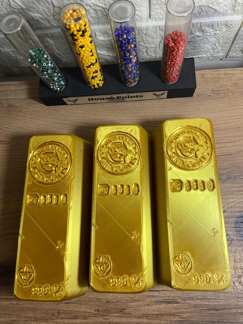 3D Printed Fantasy Gold Bar Set of 3, Magical Gold Ingot Replica ...