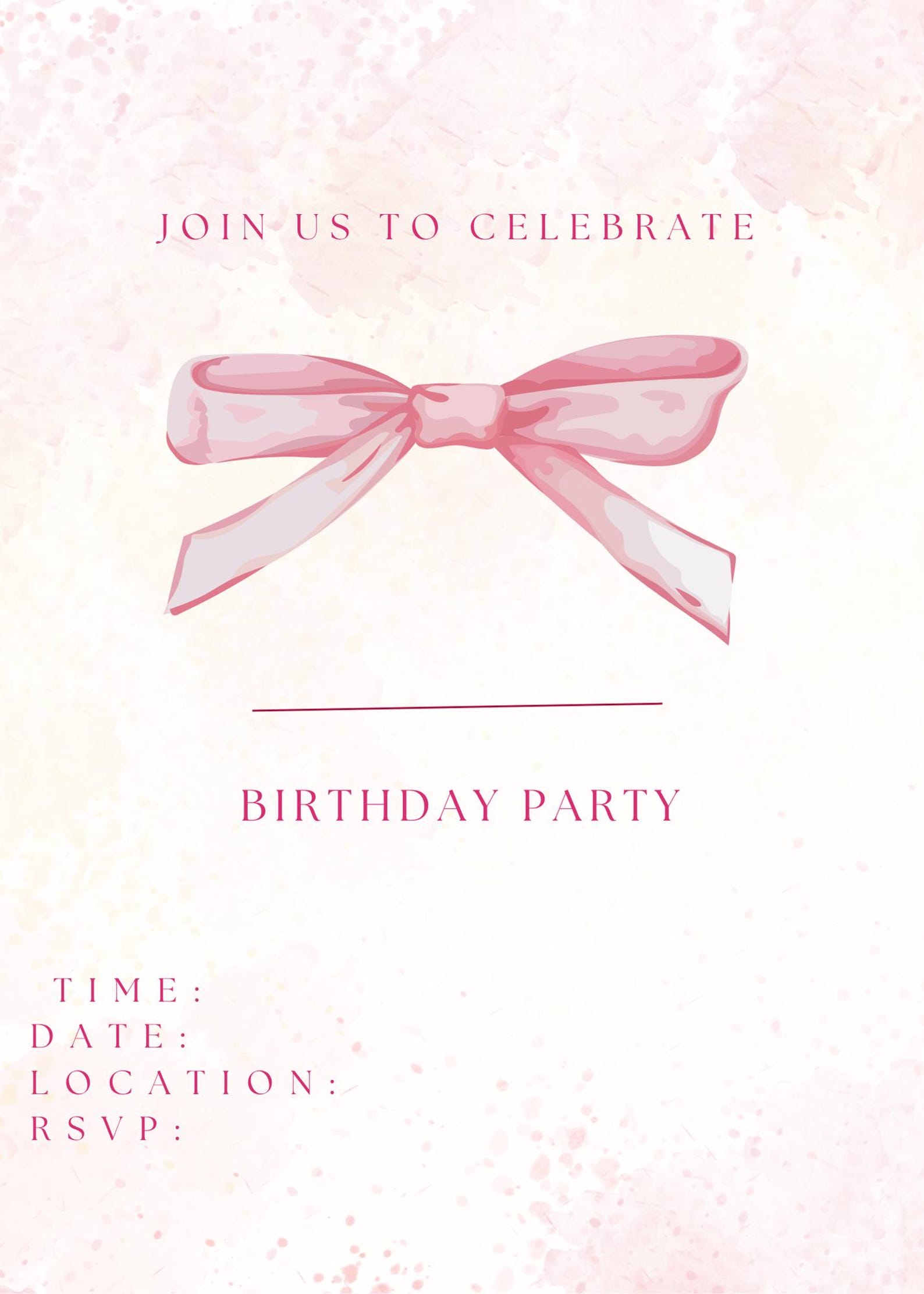 Bow Party Invitation - Etsy