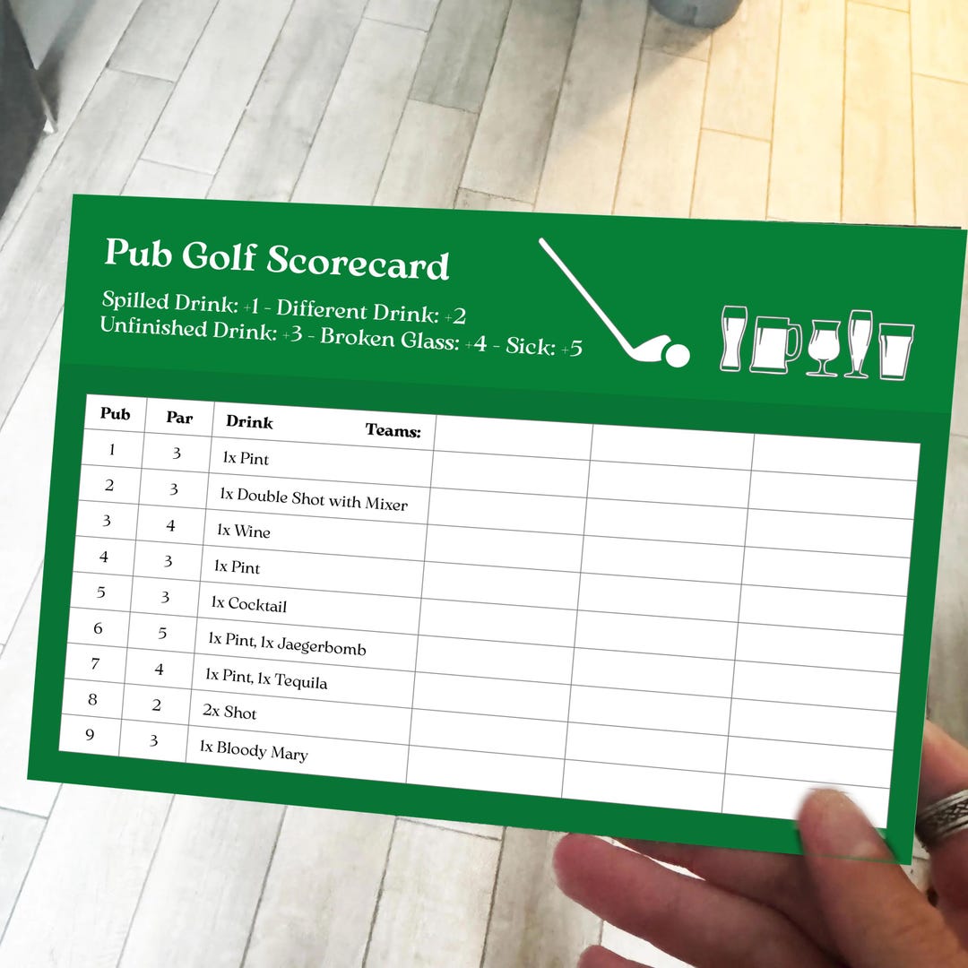 Pub Golf Crawl Scorecard | Printable Bar Golf Scorecard | Bachelor ...