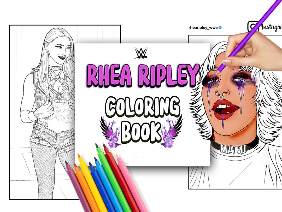 RHEA RIPLEY - WWE Coloring Book - Etsy UK