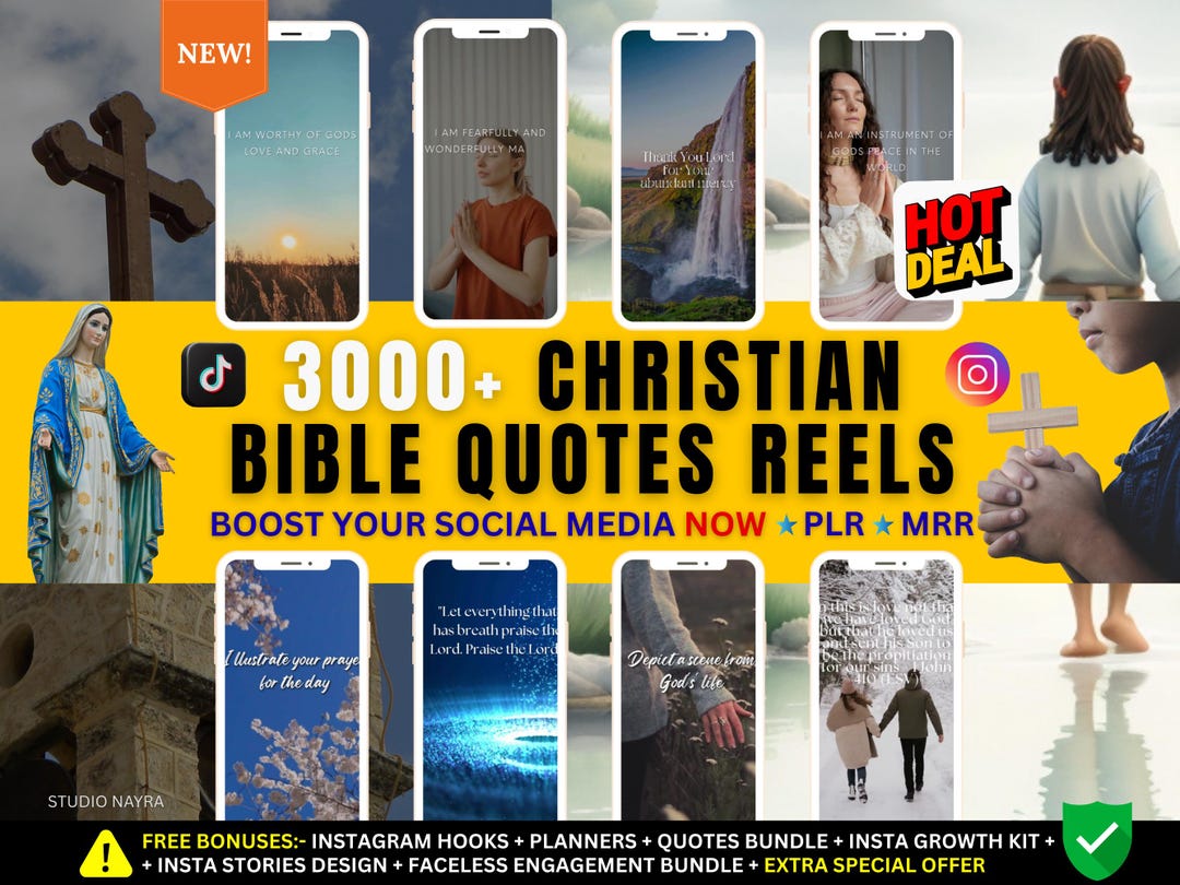 3000+ HD Christian Premade Reels Mega Bundle–mrr/plr–viral Bible Quotes ...