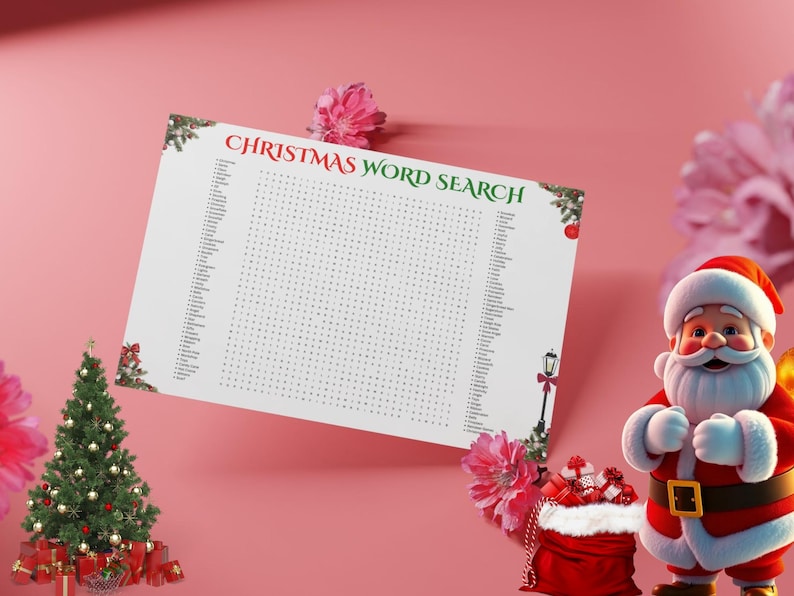 Giant XXL Christmas Word Search Puzzle Game | 100 Words | 3 Printable ...