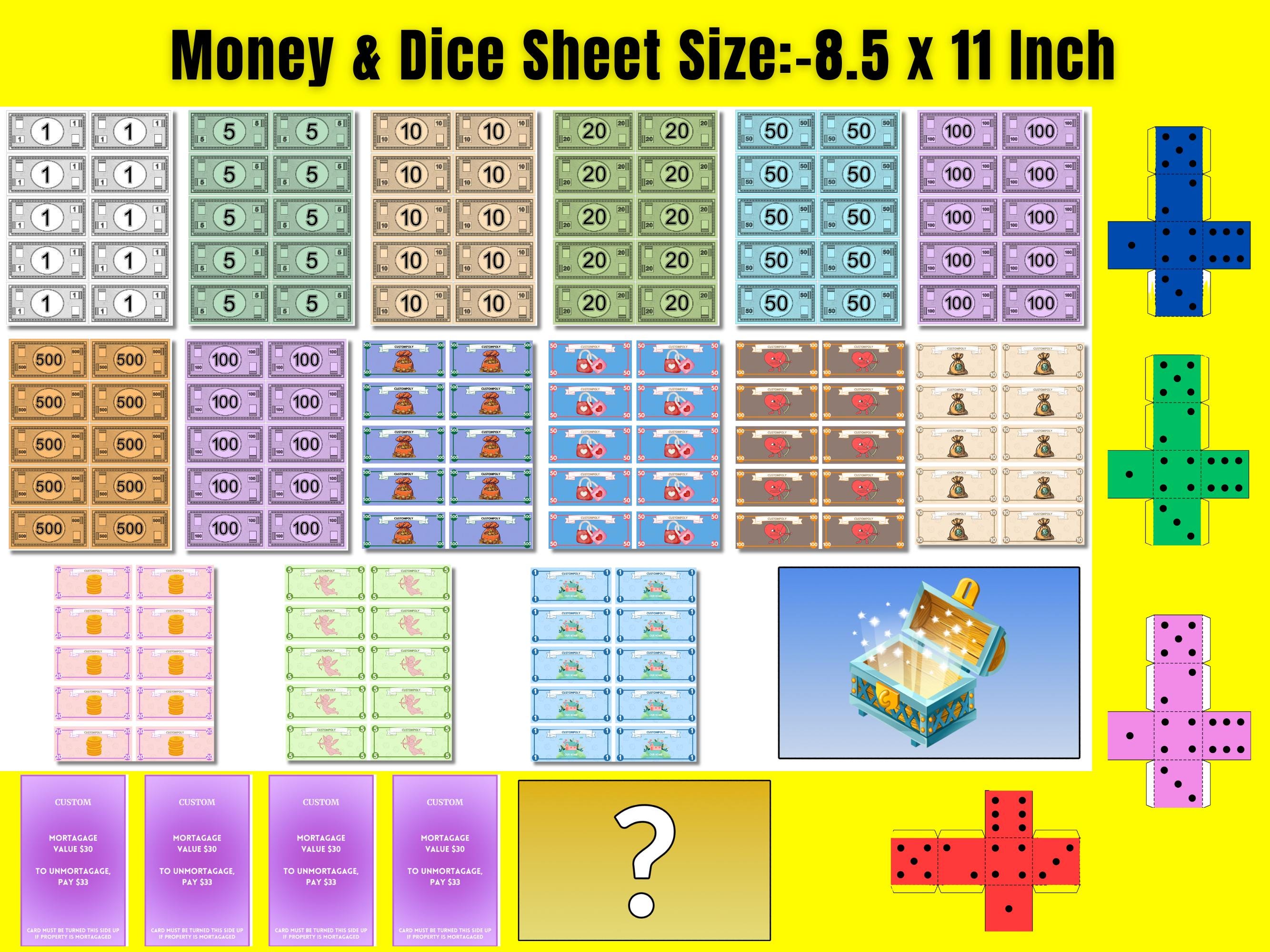 Editable Monopoly Game Template - Custom Printable Board, Cards, Money ...