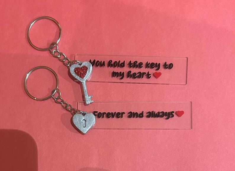 Couples Valentine's Day Lock and Key Matching Keychain Set - Etsy