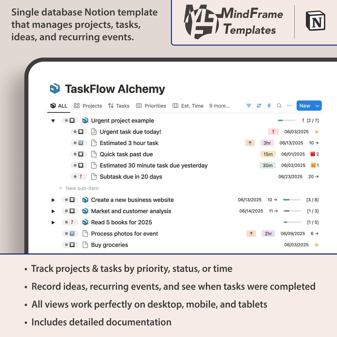 Taskflow Alchemy: a Single Database for Notion That Manages Projects ...