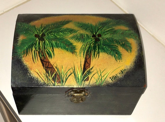 Painted Palm Tree Box | Etsy
