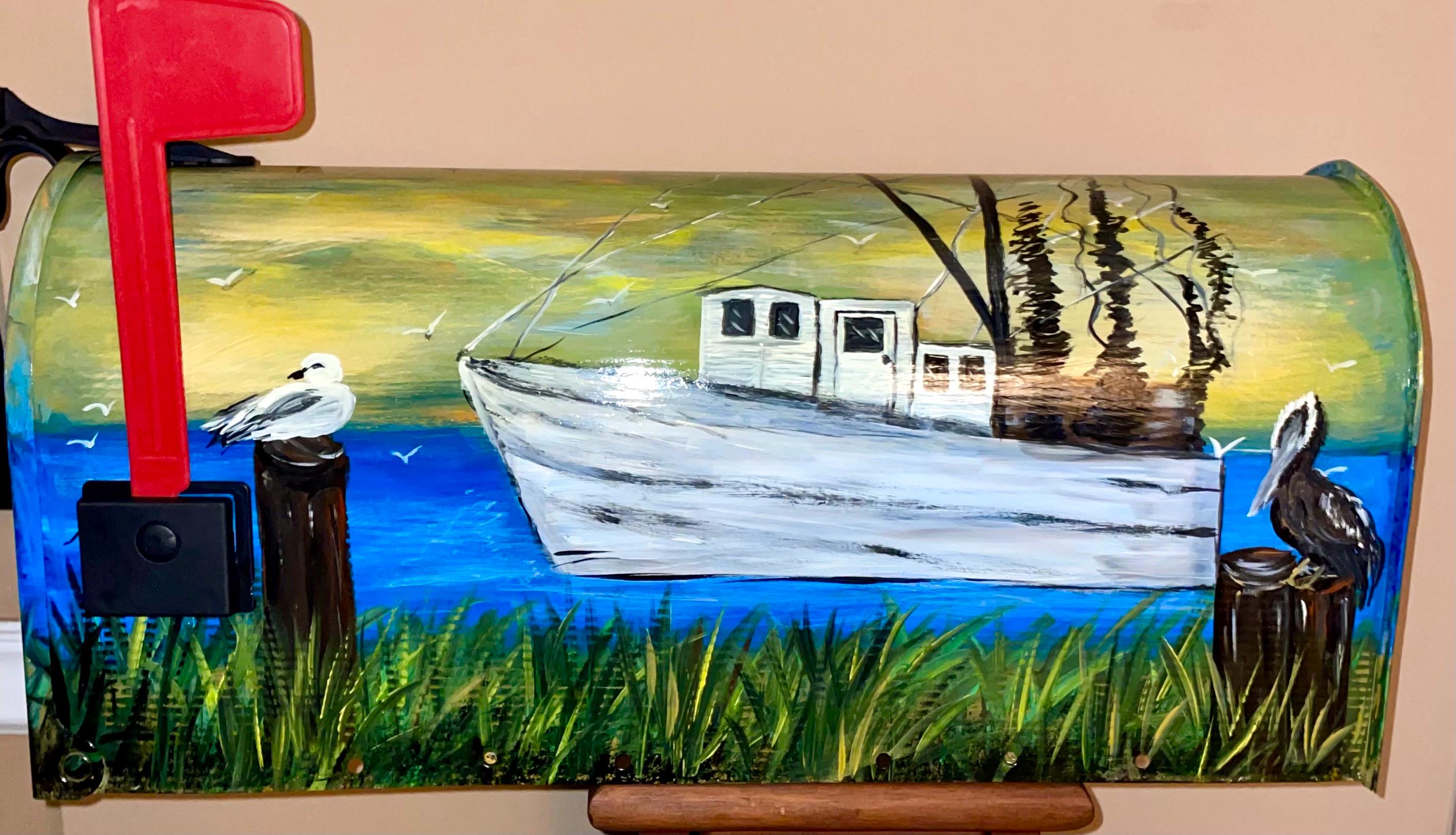 Shrimp Boat Hand Painted Rural Mailbox - Etsy