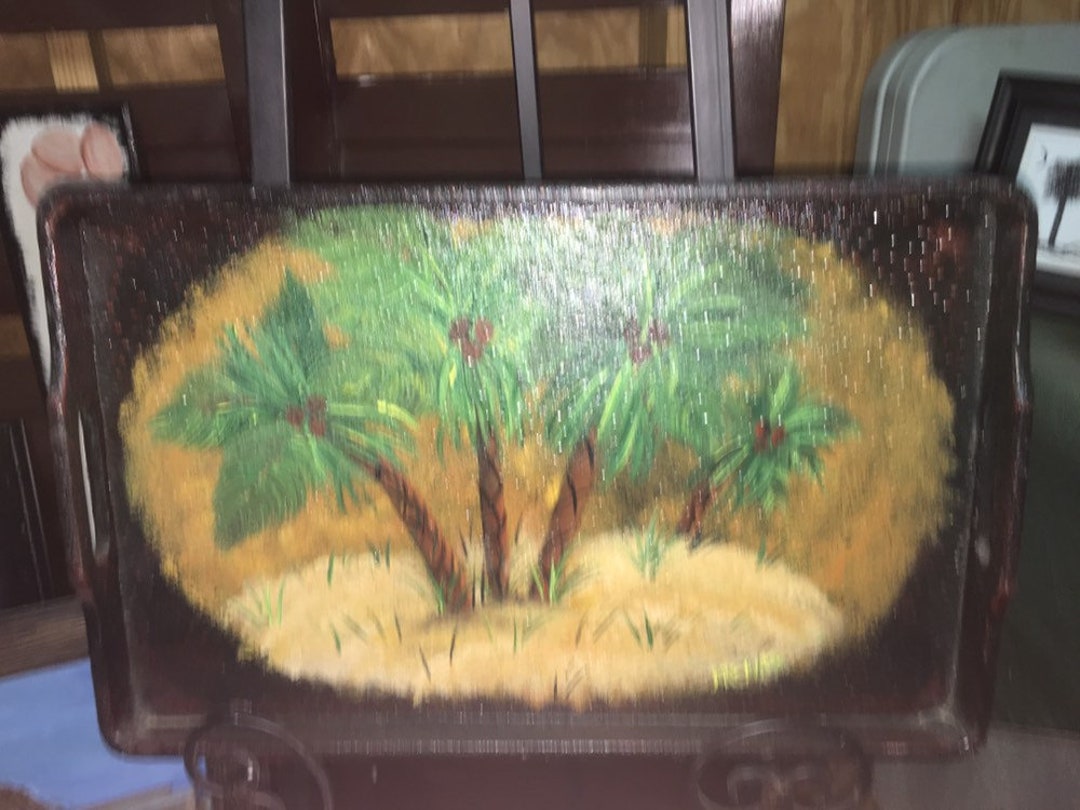 Painted Palm Tree Tray - Etsy
