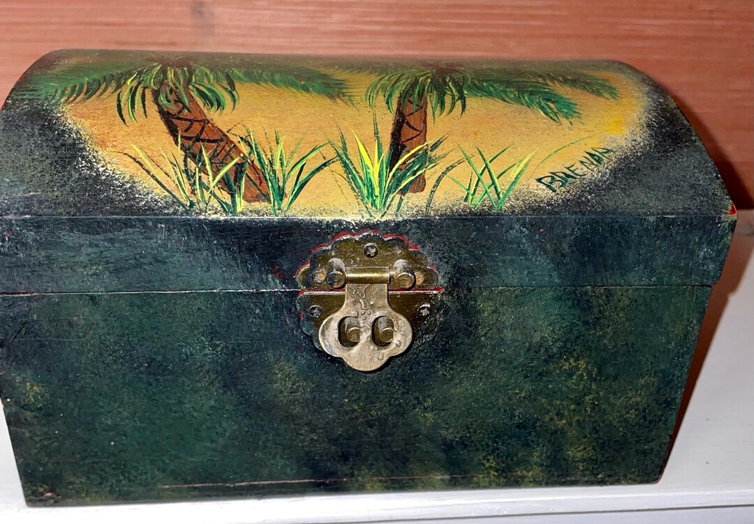 Painted Palm Tree Box - Etsy