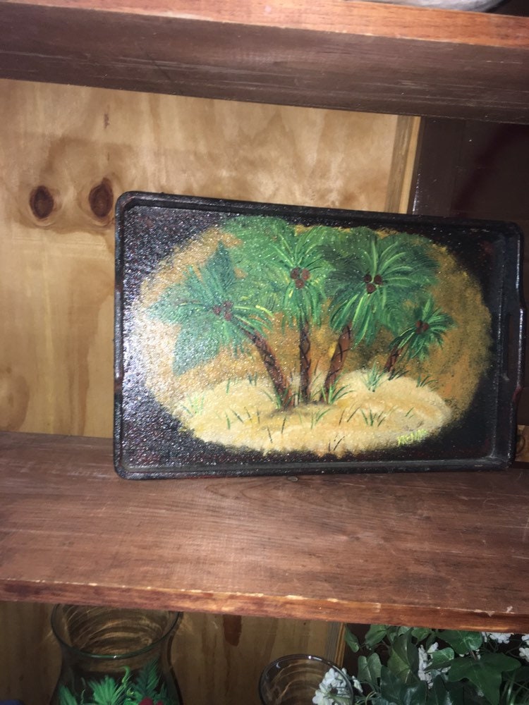 Painted Palm Tree Tray - Etsy