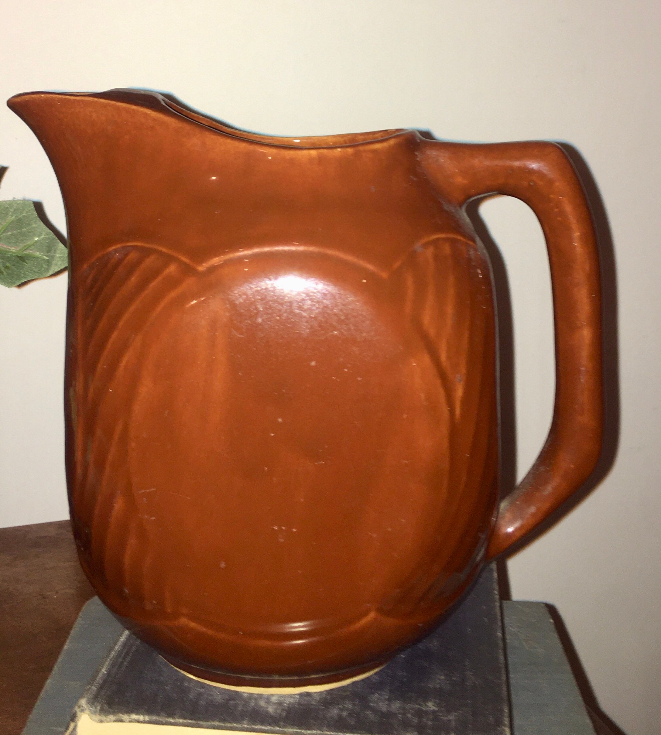 Vintage Brown Pottery Pitcher - Etsy