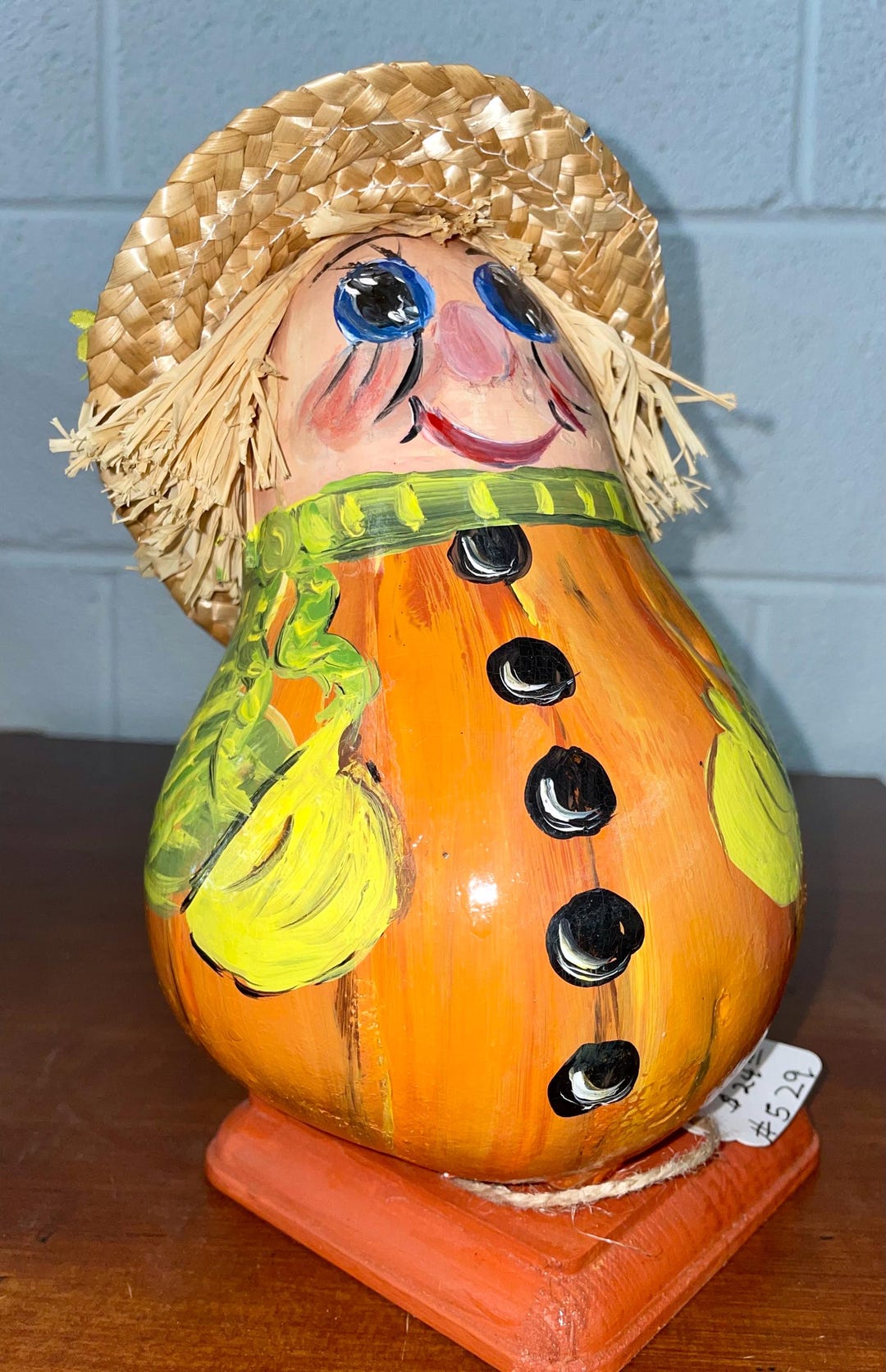 Hand Painted Scarecrow Gourd: Fall Decor, 8" Tall - Etsy