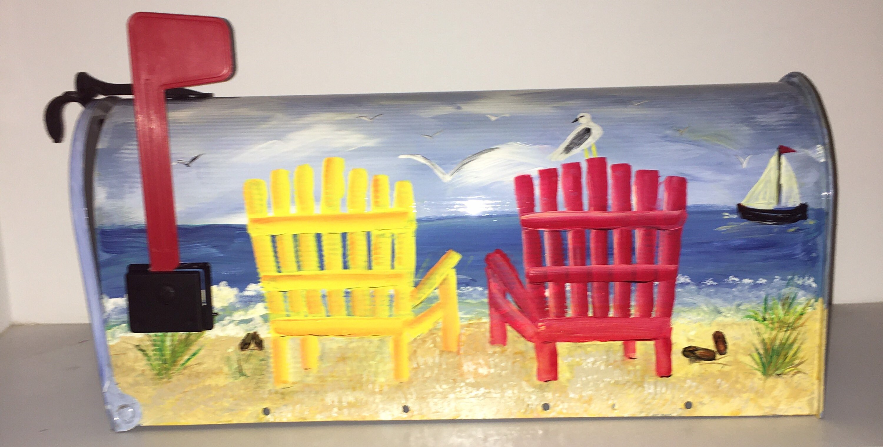 Beach Chair Hand Painted Rural Mailbox | Etsy