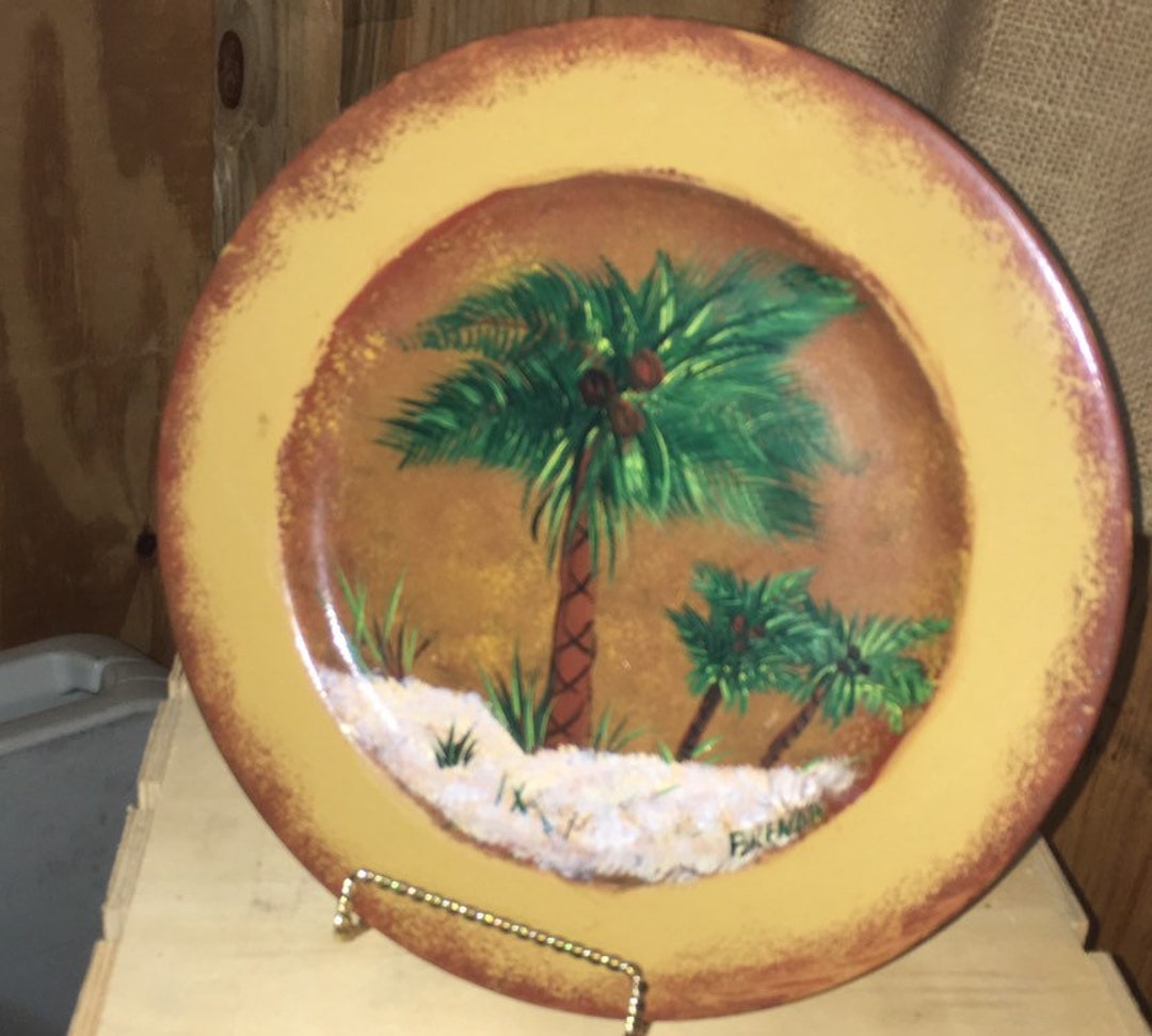 Decorative Painted Palm Tree Plate - Etsy