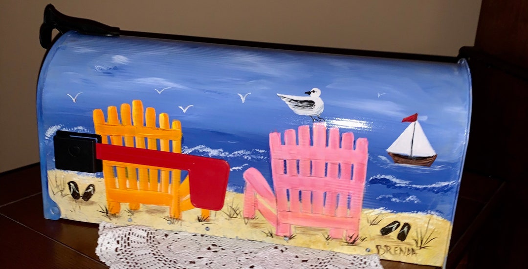 Beach Chair Hand Painted Rural Mailbox - Etsy