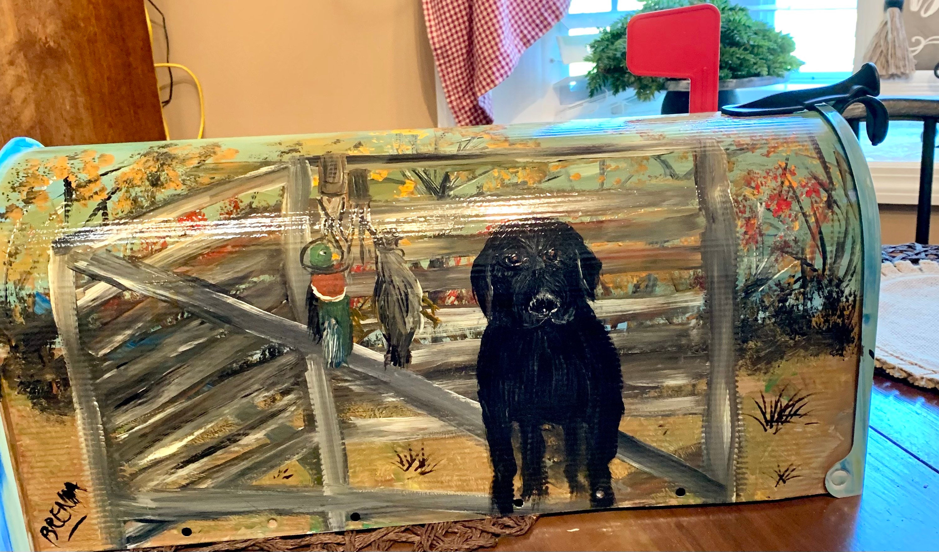 Black Labrador Retriever and Duck Hand Painted Rural Mailbox - Etsy