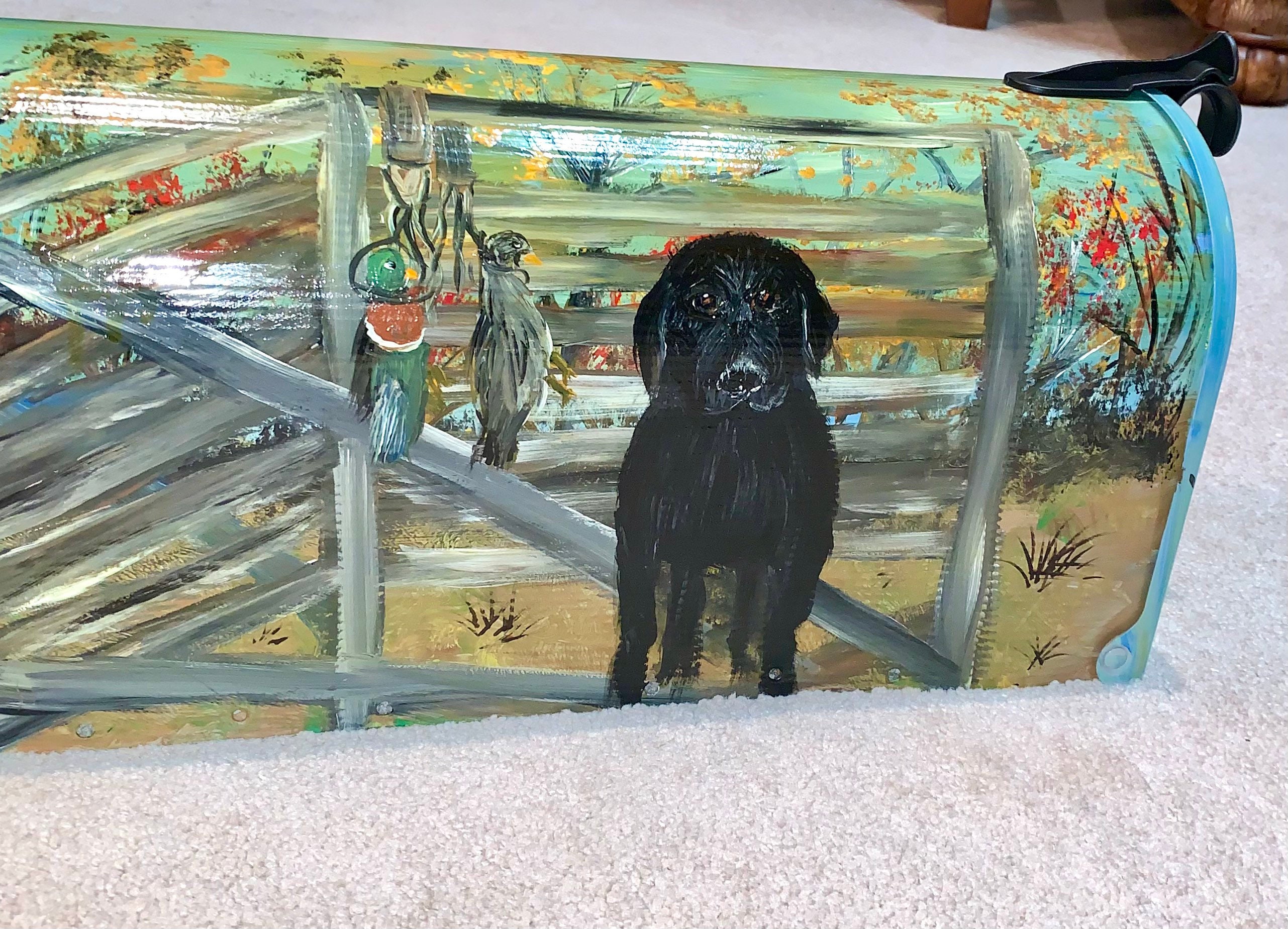 Black Labrador Retriever and Duck Hand Painted Rural Mailbox - Etsy