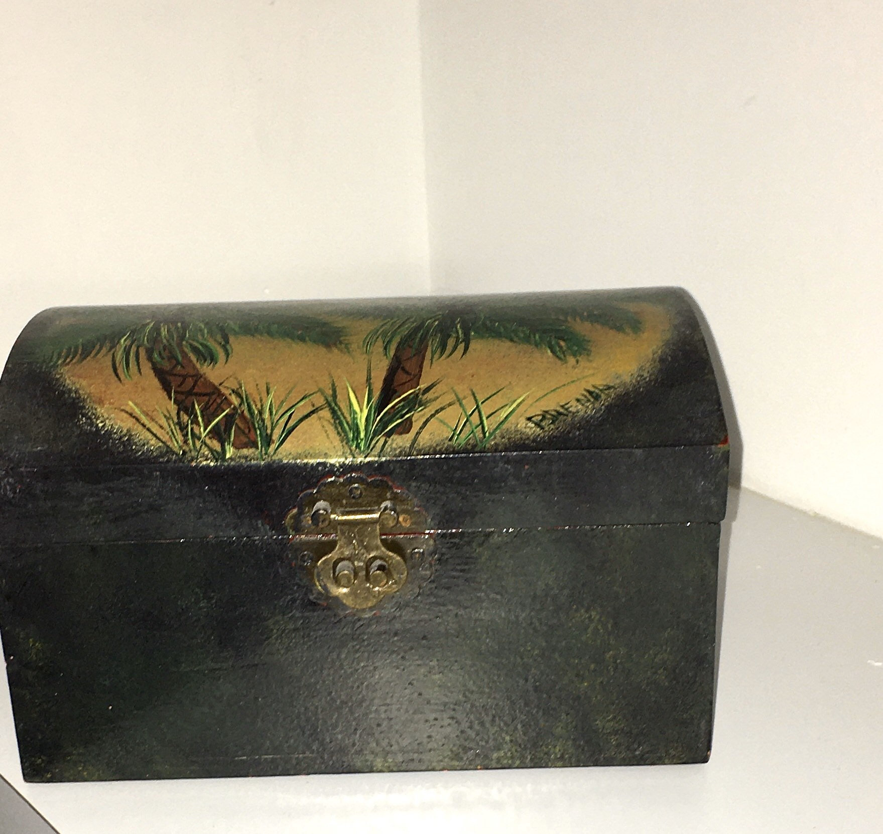 Painted Palm Tree Box - Etsy