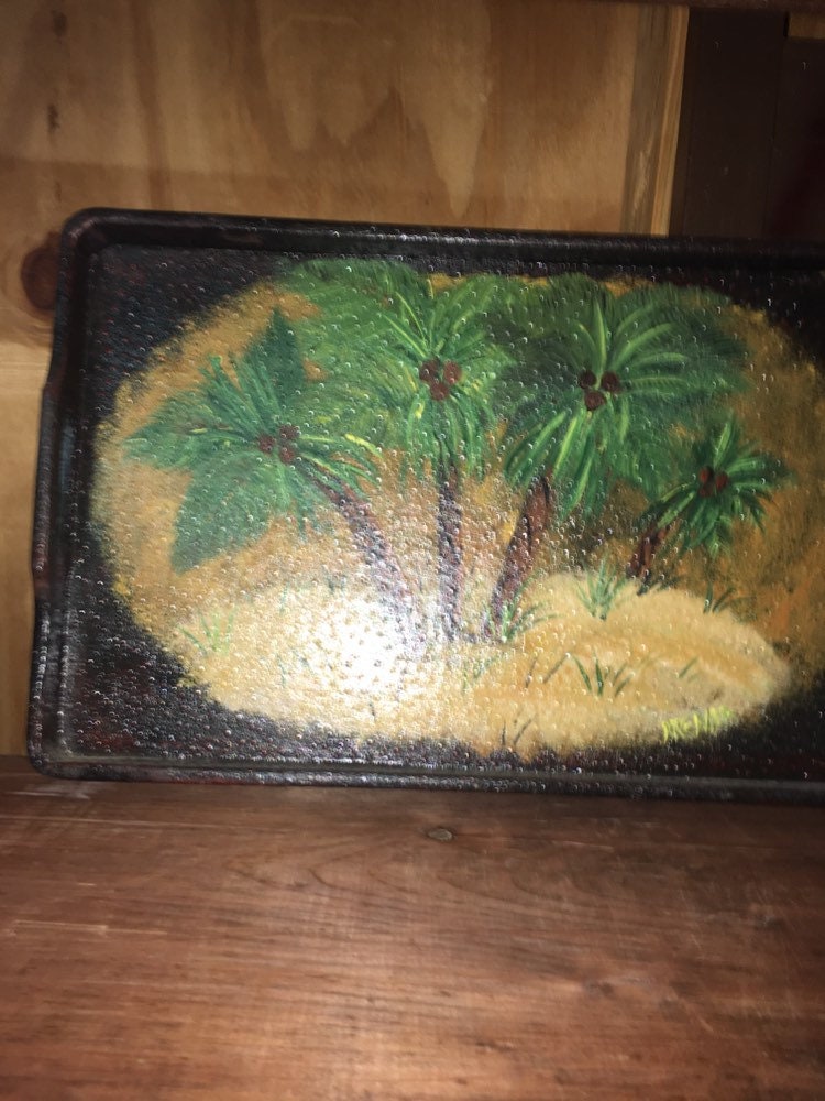 Painted Palm Tree Tray - Etsy