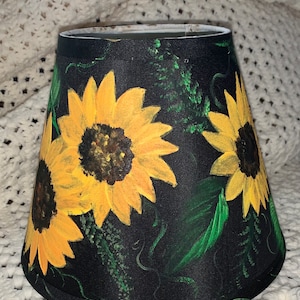 Black Sunflower Painted Lamp Shade - Etsy