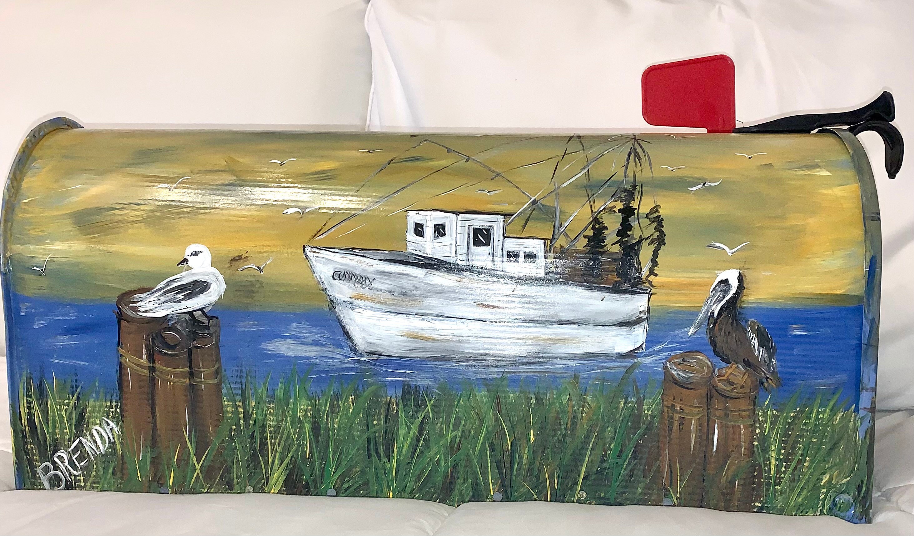 Shrimp Boat Hand Painted Rural Mailbox - Etsy