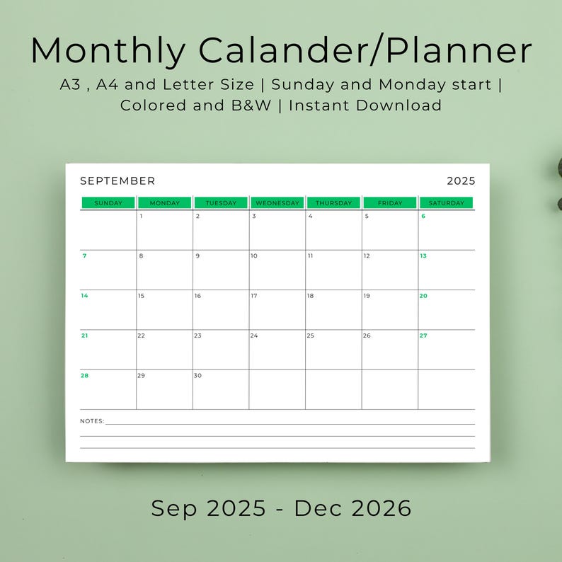 2025-2026 Minimalist Calendar: Printable Monthly Planner (PDF Download ...