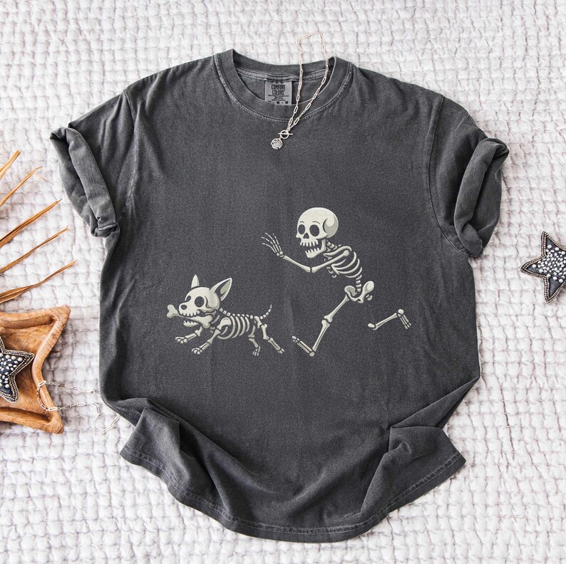 Halloween Skeleton and Dog Digital File, Funny Spooky Season ...