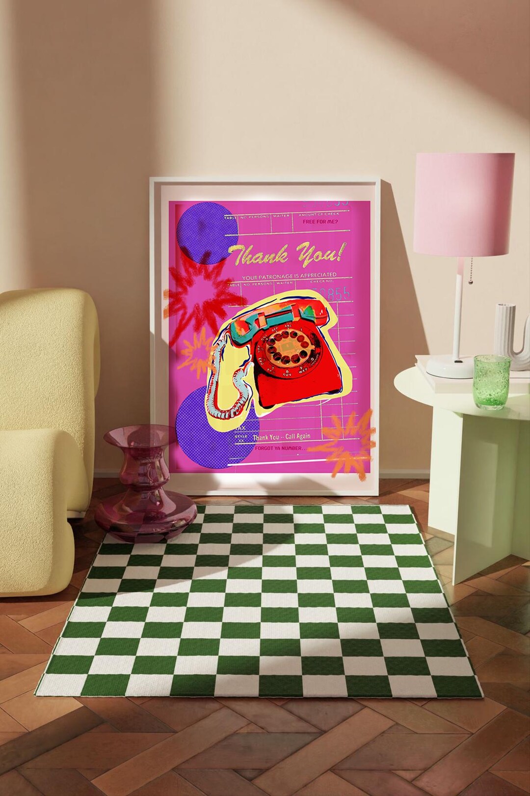 Vintage Old School Telephone Wall Art, Funky & Bold Print - Etsy