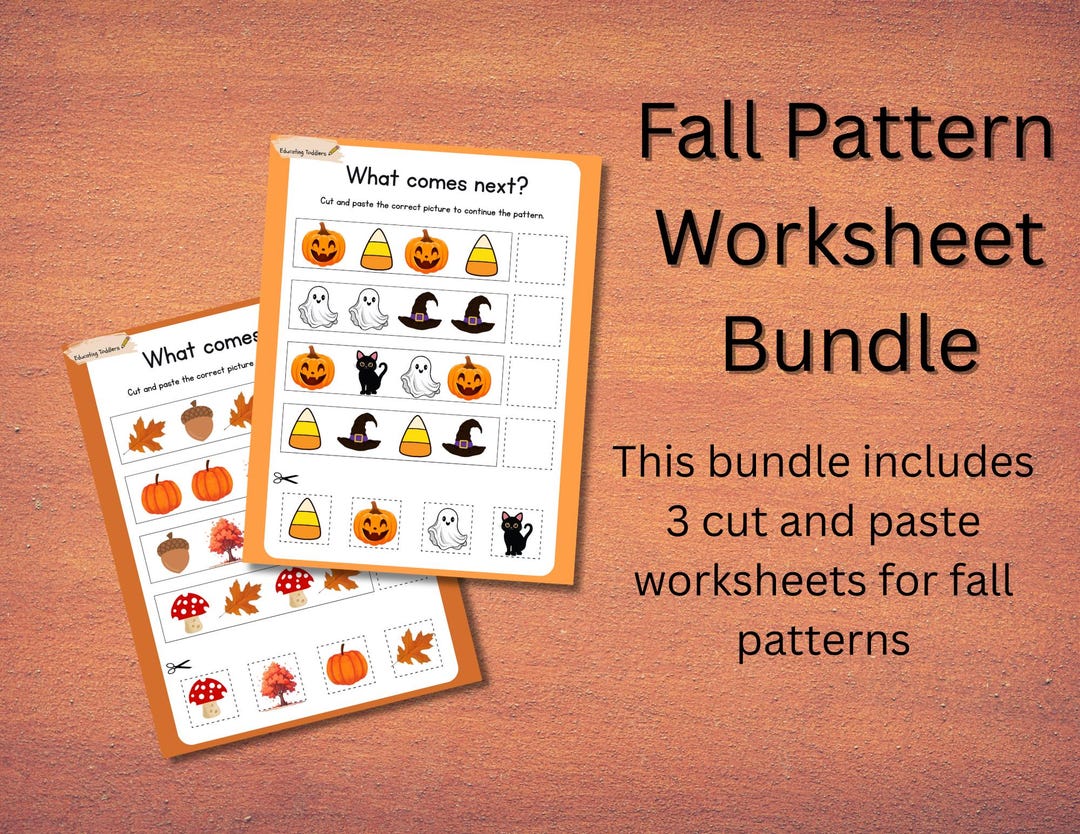 Fall Pattern Worksheet Bundle: Halloween Cut & Paste Activities - Etsy