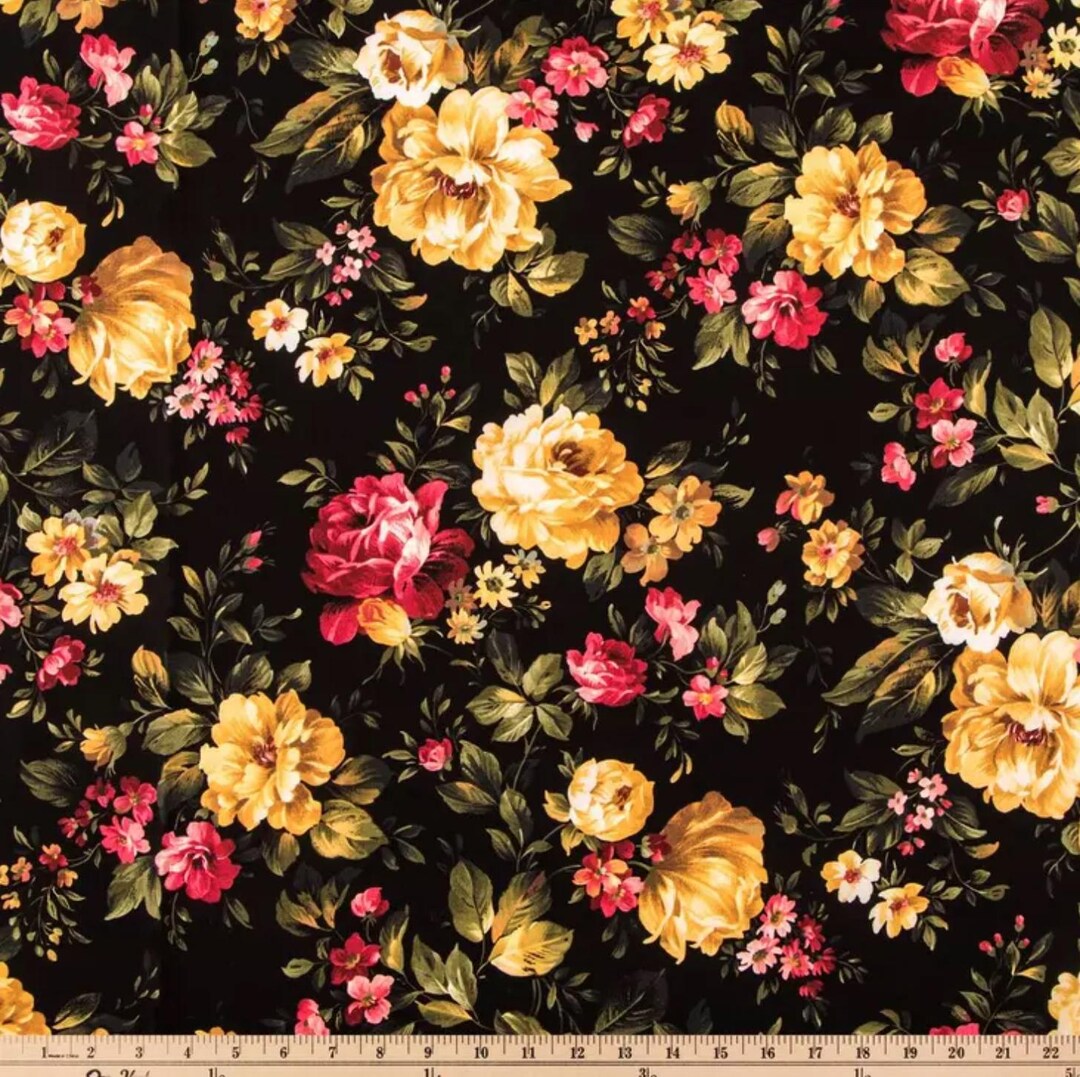 Cottage Rose Floral Fabric by the Half Yard - Etsy